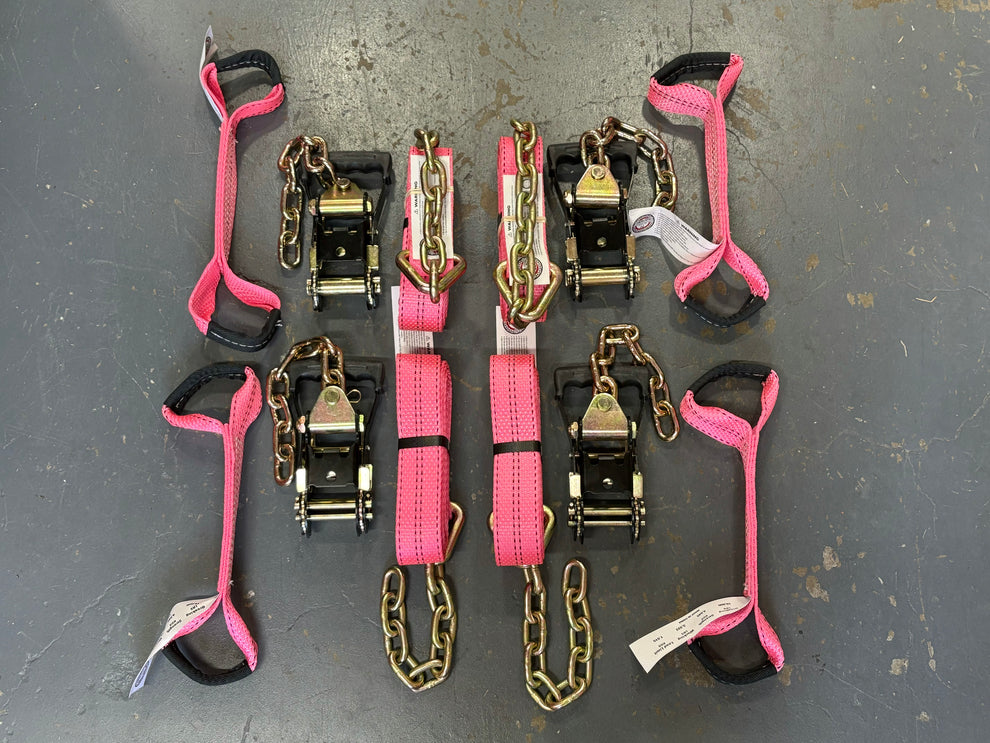 8 Point Kit of 16' Premium Webbing and Heavy Duty Comfort Ratchet Roll ...